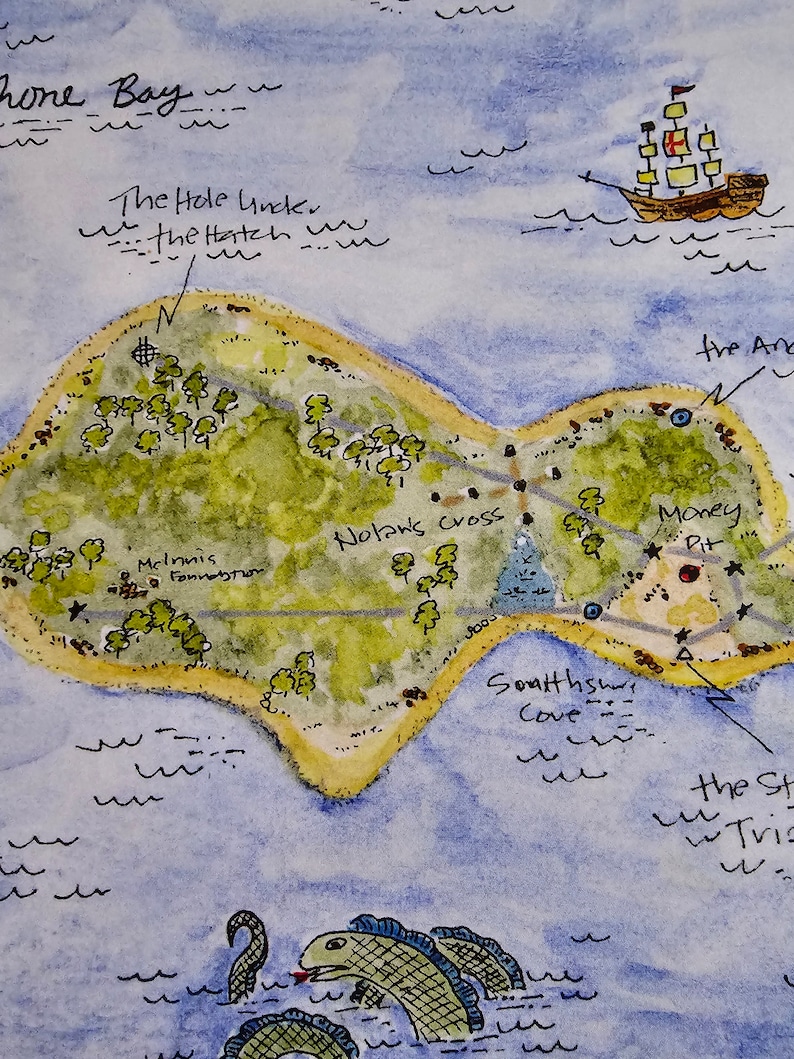 Oak Island Map ‐ 9" X 6" Art Print. Special Edition Full Size Oak ...