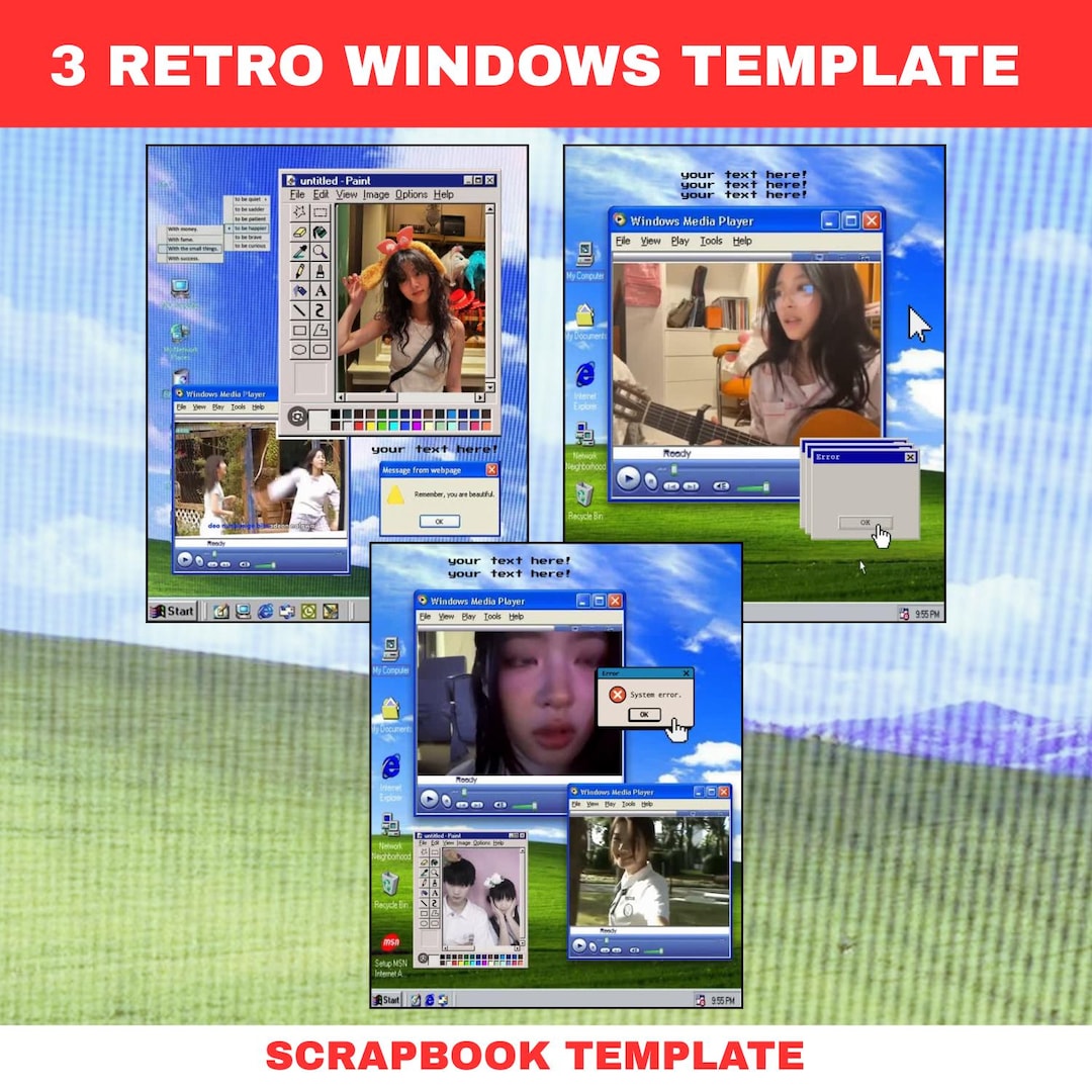 Retro Windows | Template | CANVA Template | Seamless Post | Digital ...