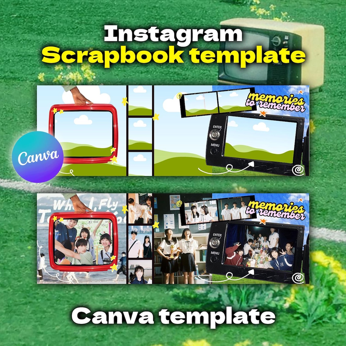 CANVA Template | Instagram Scrapbook CANVA Template | IG Carousel Post | Seamless Post - Etsy