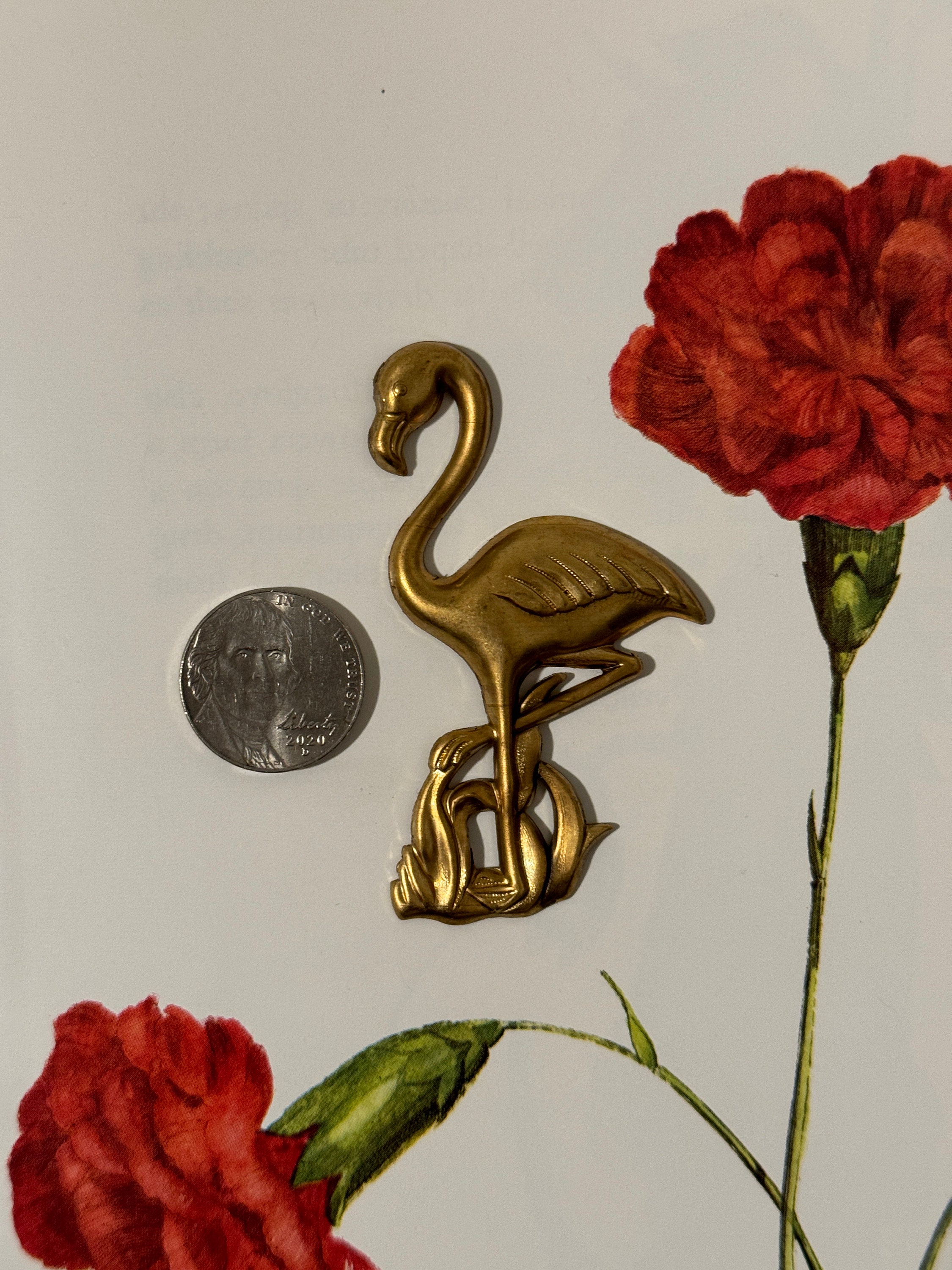 Vintage Raw Brass Flamingo DIY Decoration Embellishment - Etsy