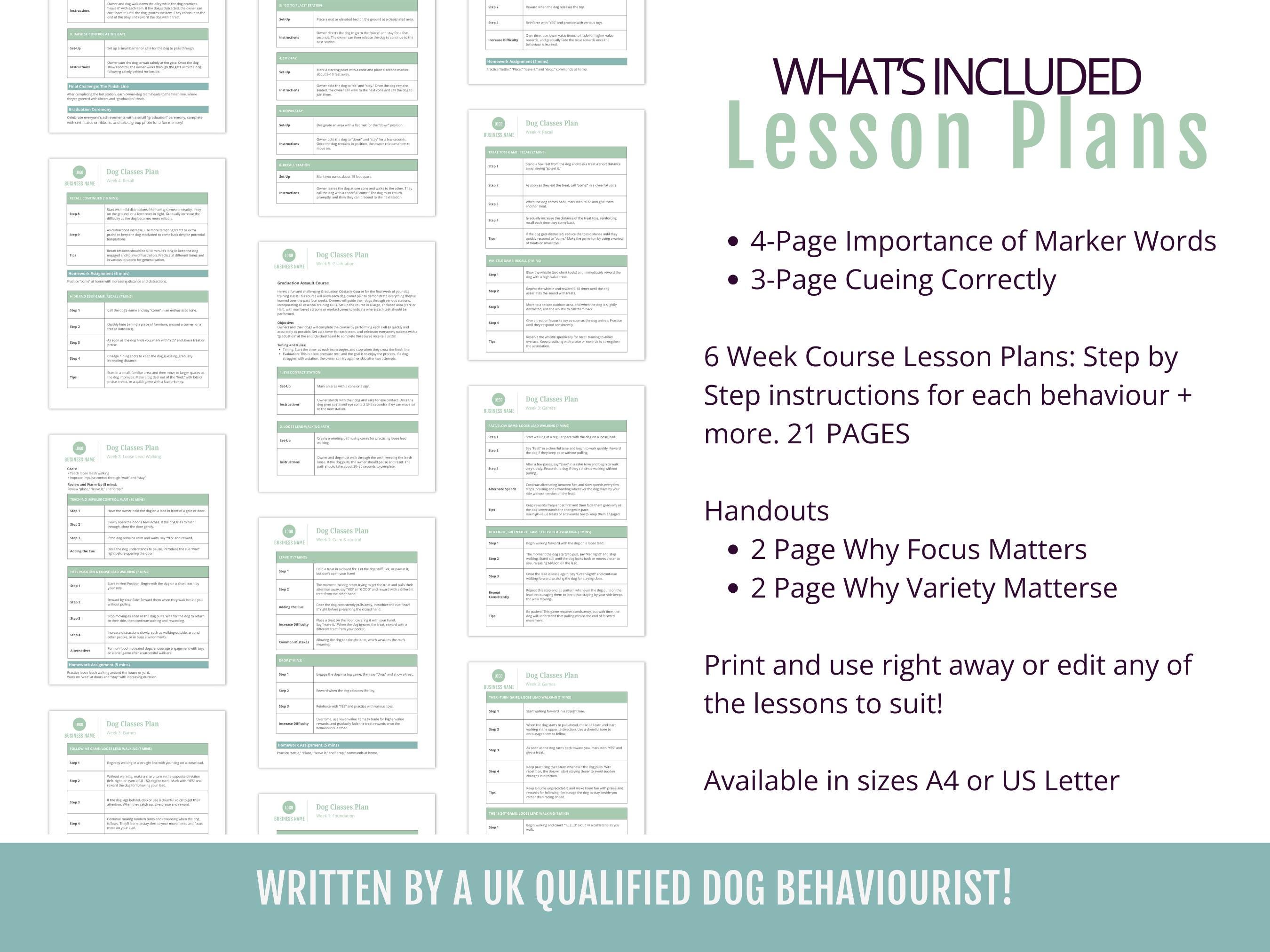 6-week Dog Training Class Lesson Plan: Printable Course Outline ...