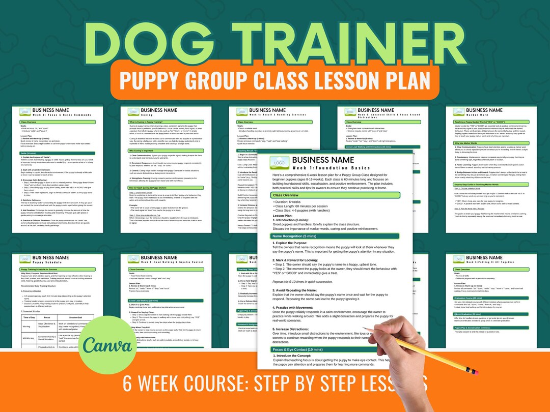 6-week Puppy Training Lesson Plan | Printable Course Outline for Dog ...