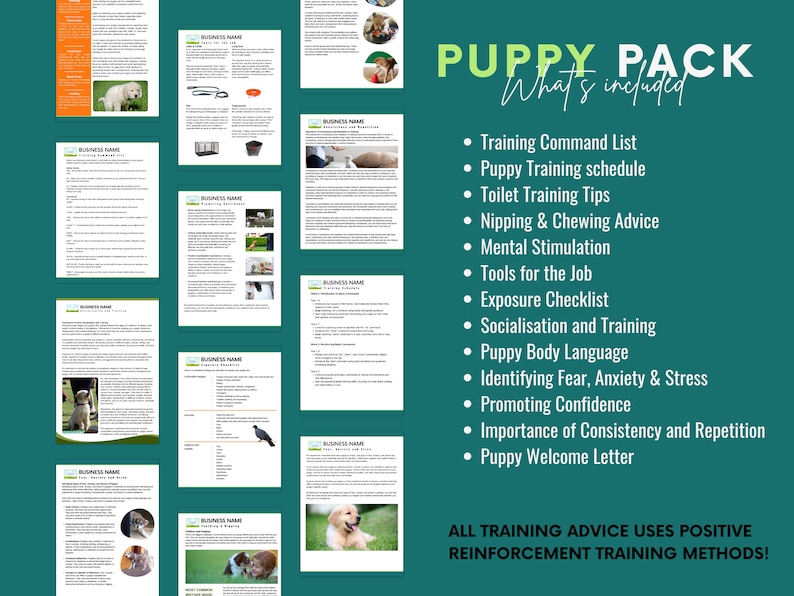 Dog Trainer Handouts Puppy Pack Edition | Dog Training Handouts | Puppy ...