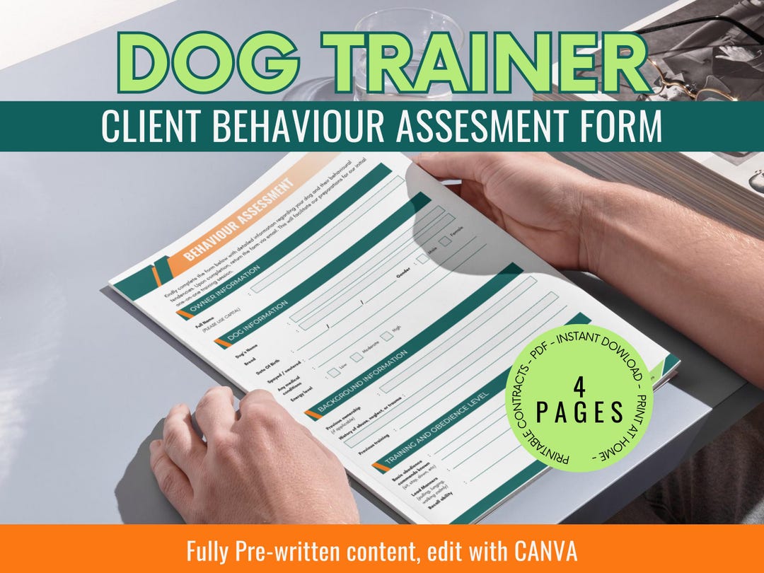 Dog Training Client Behaviour Assessment Form | Dog Training Business ...