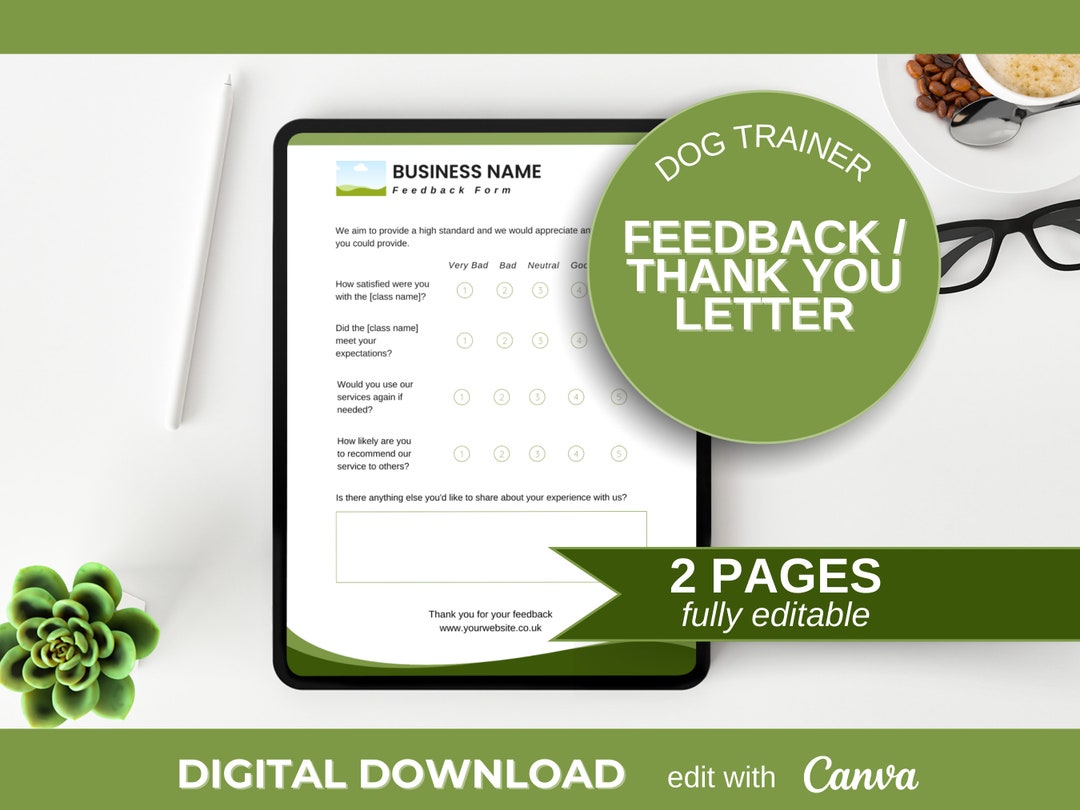DOG TRAINER: Feedback Form Editable Templates for Your Dog Training ...