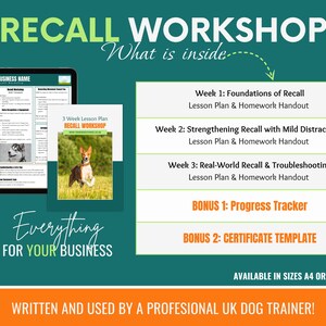 Recall Workshop Template for Dog Trainers | Dog Training Lesson Plan ...