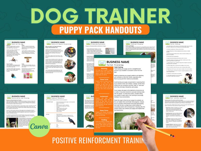 Dog Trainer Handouts Puppy Pack Edition | Dog Training Handouts | Puppy ...