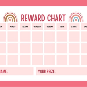 Customizable Reward Chart *add Childs Name & Choose Design/color* in ...