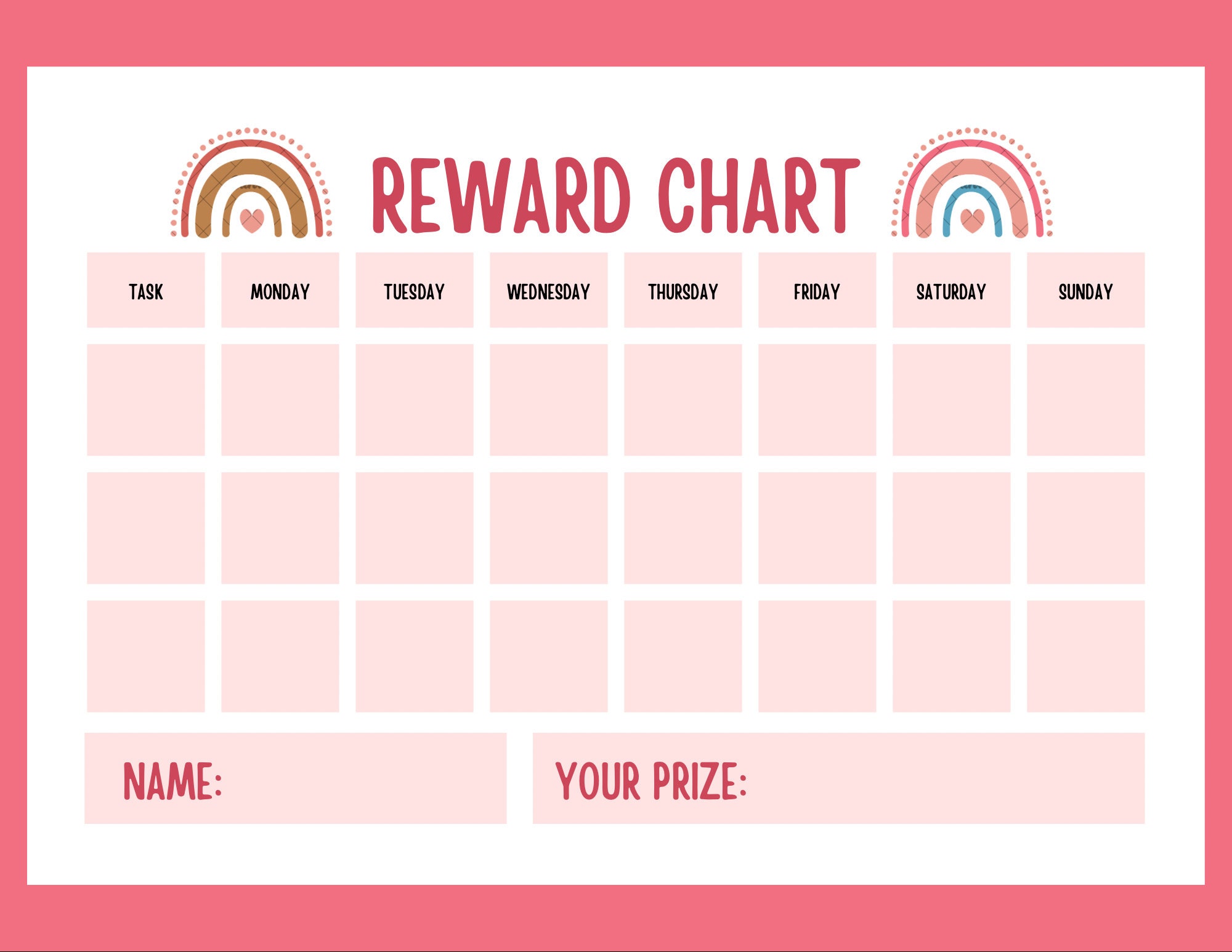 Customizable Reward Chart *add Childs Name & Choose Design/color* in ...