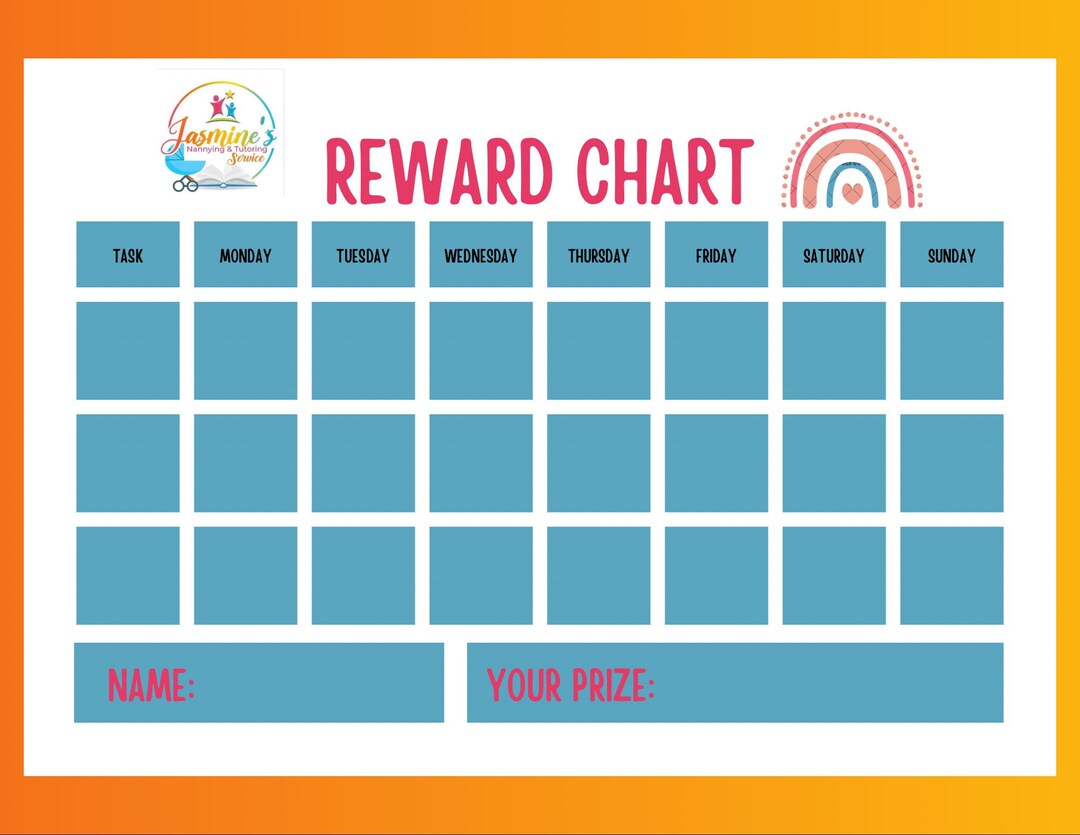 Customizable Reward Chart *add Childs Name & Choose Design/color* in ...