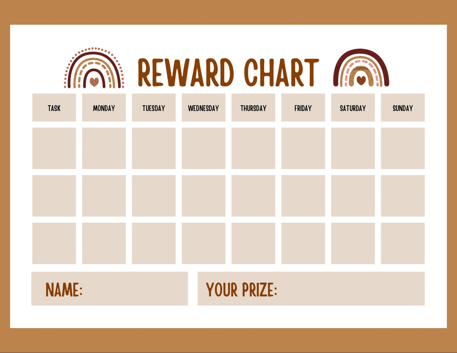 Customizable Reward Chart add Childs Name & Choose Design/color in the ...