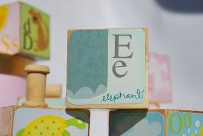 Baby Blocks 2 Inch Illustrated Letter With Animal or Object - Etsy