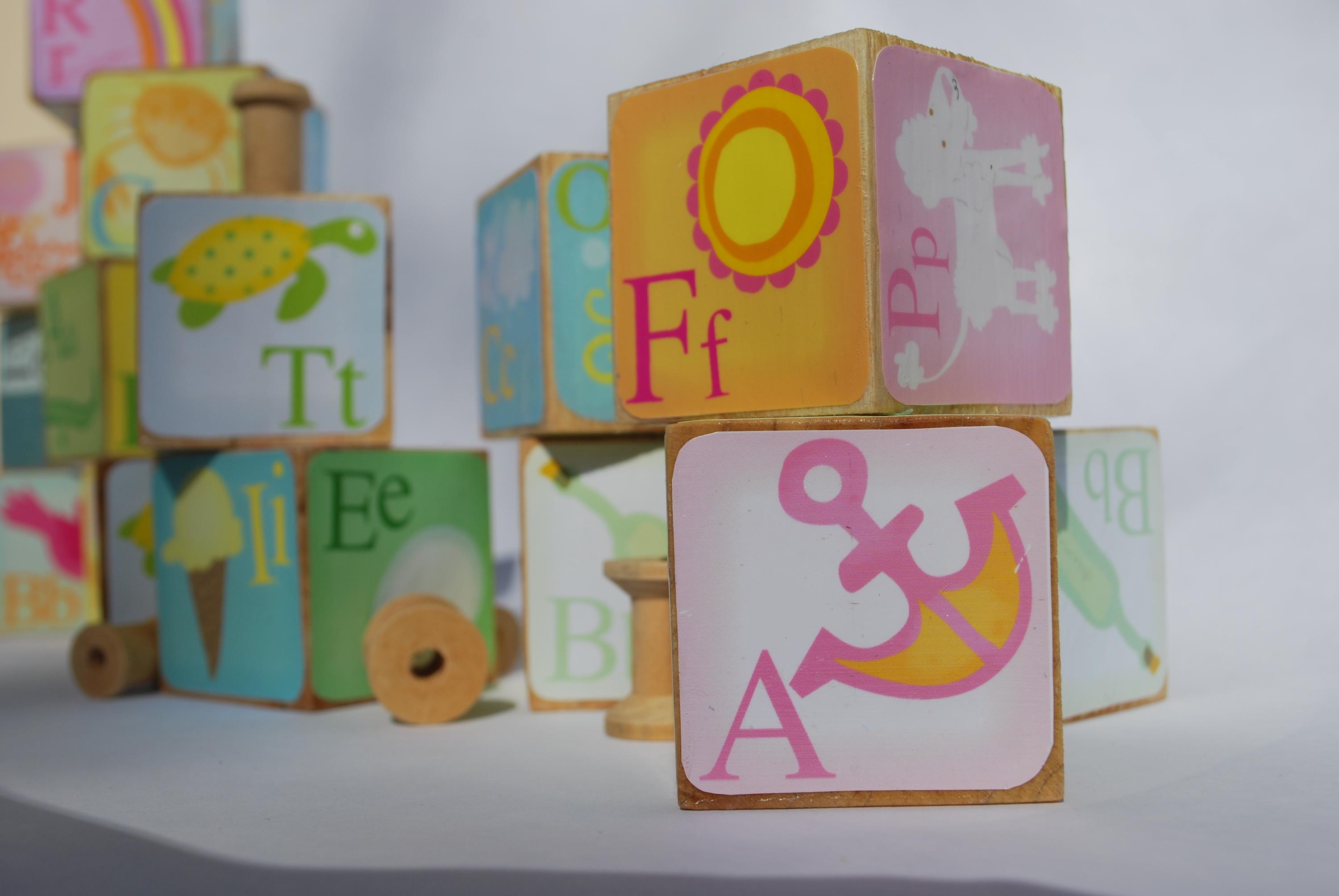 Baby Blocks 2 Inch Illustrated Letter With Animal or Object - Etsy