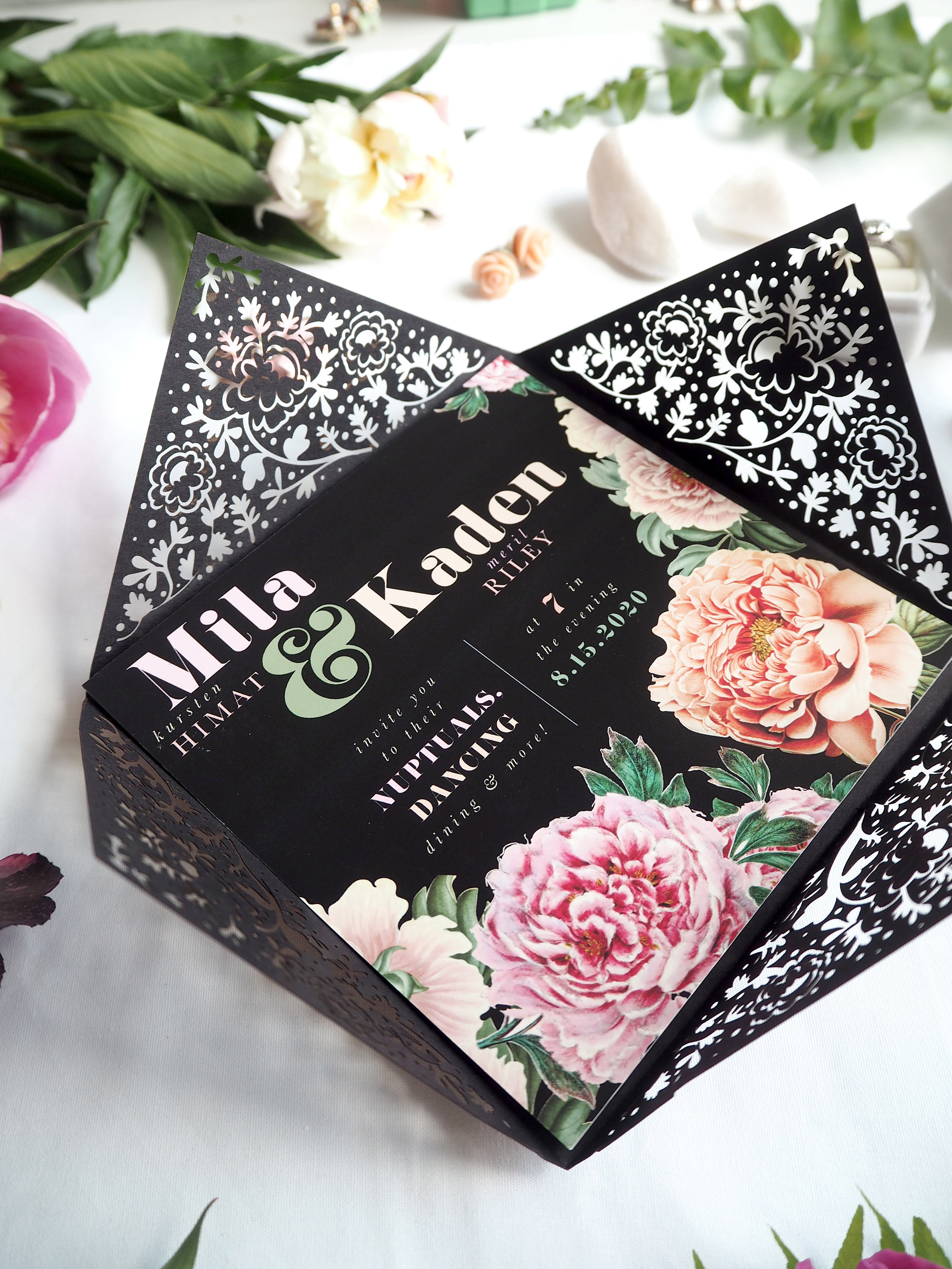 Peony Dramatic Split Square Invitation Insert Design 4 | Etsy