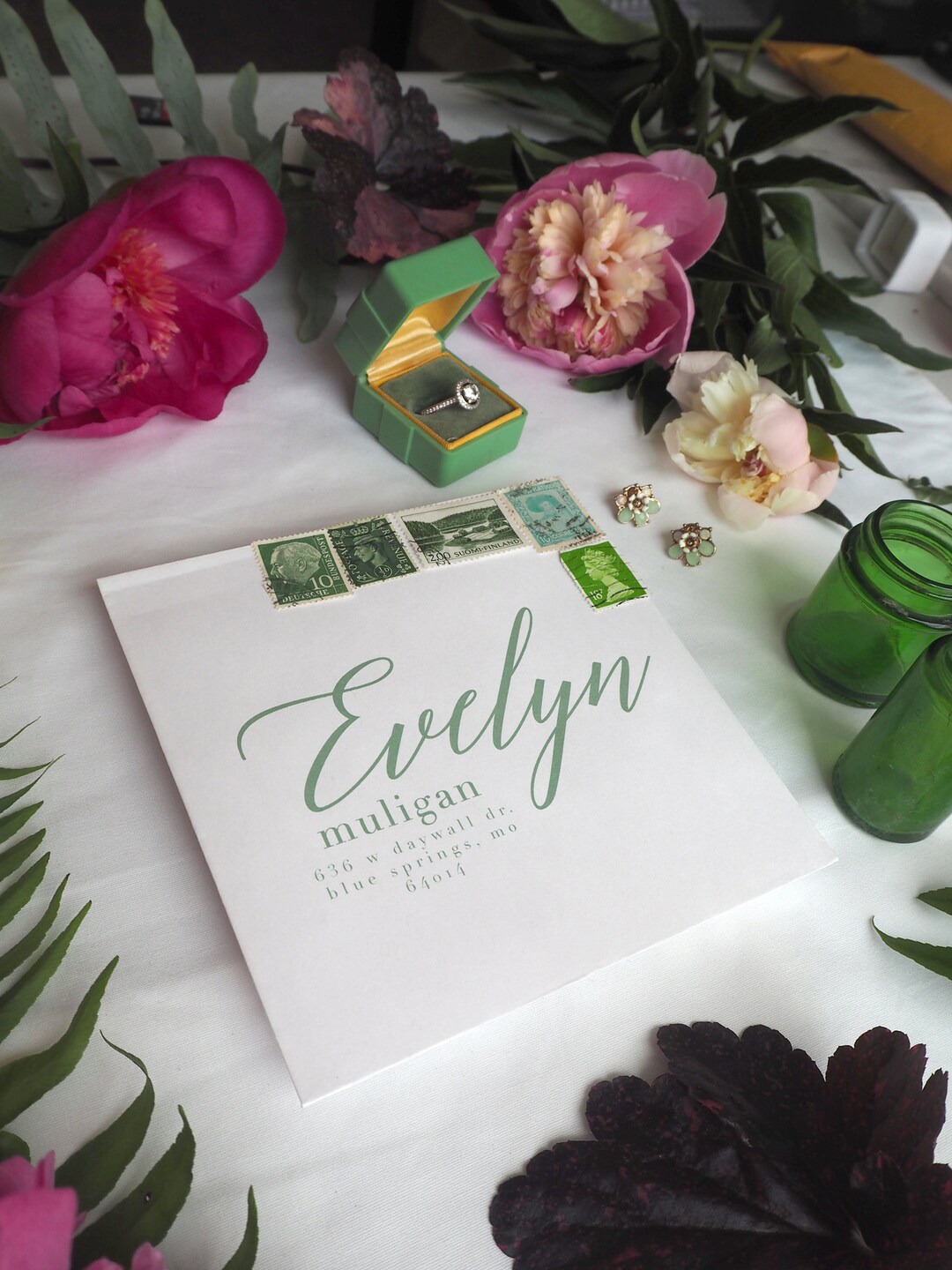 Addressed 5.5" White Square Envelope {front & Back Printing} - Etsy