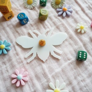 Honey Bee With Daisy Brown, Teal & Yellow Acrylic Pin Brooch Badge - Etsy