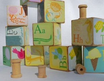 Baby Blocks 2 Inch Illustrated Letter With Animal or Object - Etsy