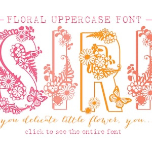 Siri Floral Uppercase Font - Etsy