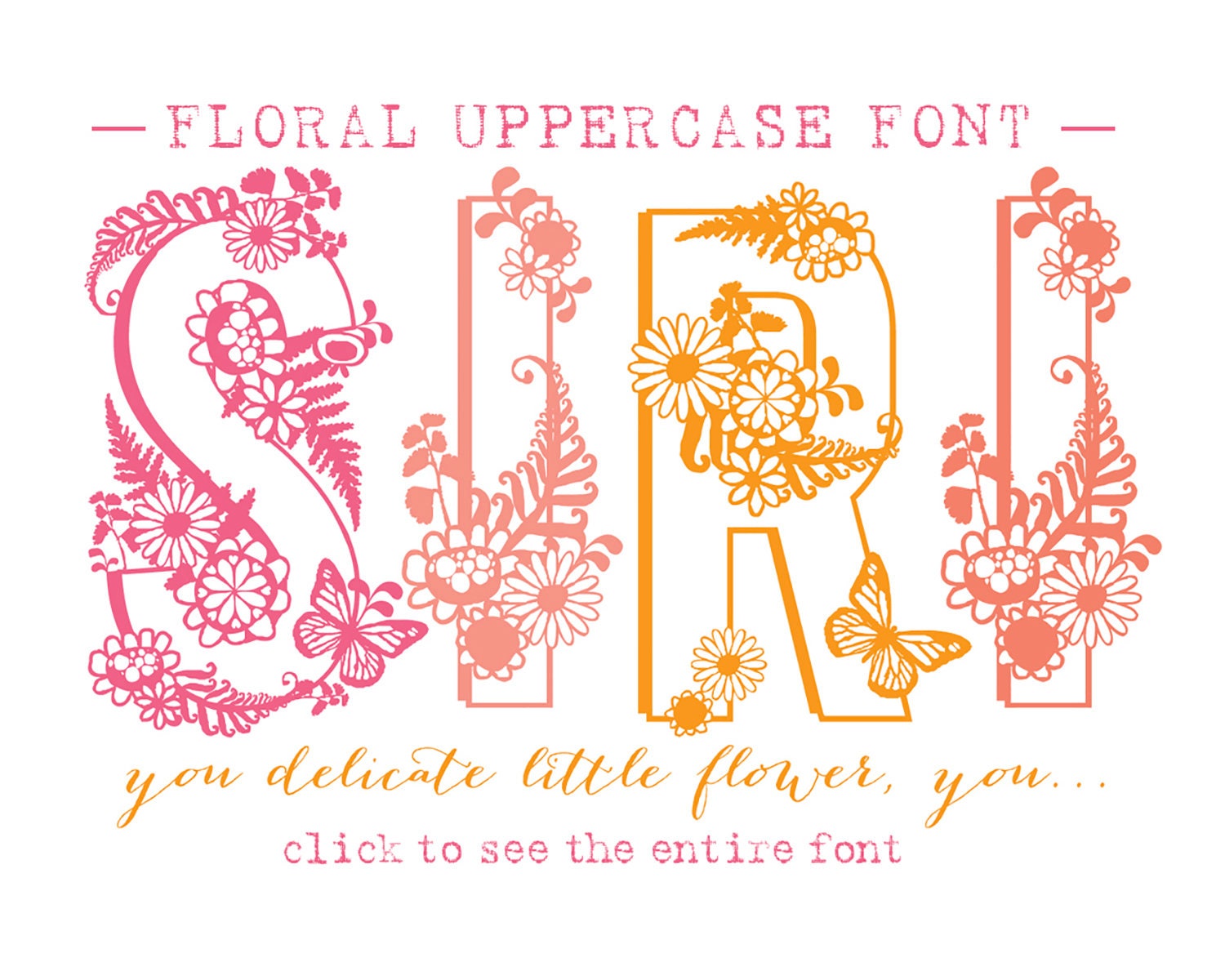 Siri Floral Uppercase Font - Etsy