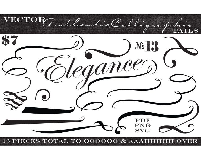 Vintage Vector Calligraphic Tails - Etsy