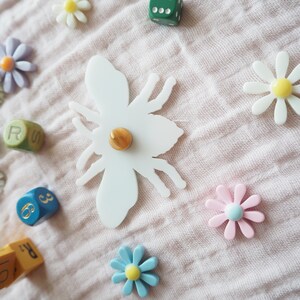 Honey Bee With Daisy Brown, Teal & Yellow Acrylic Pin Brooch Badge - Etsy
