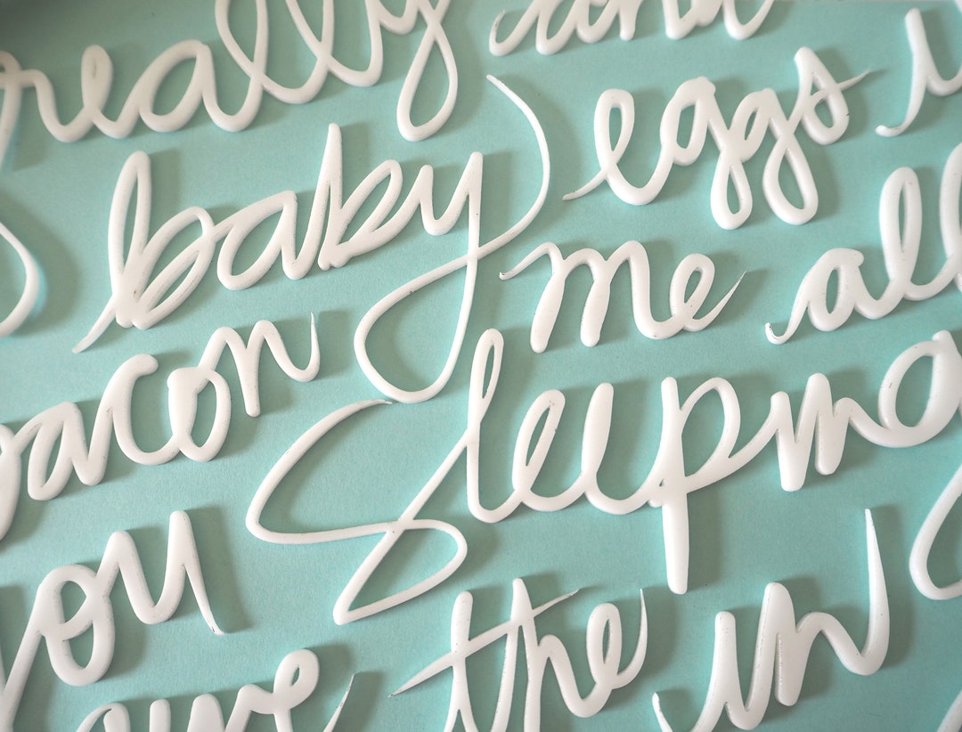 Magnetic Handwritten Script Word White Opaque Acrylic - Etsy