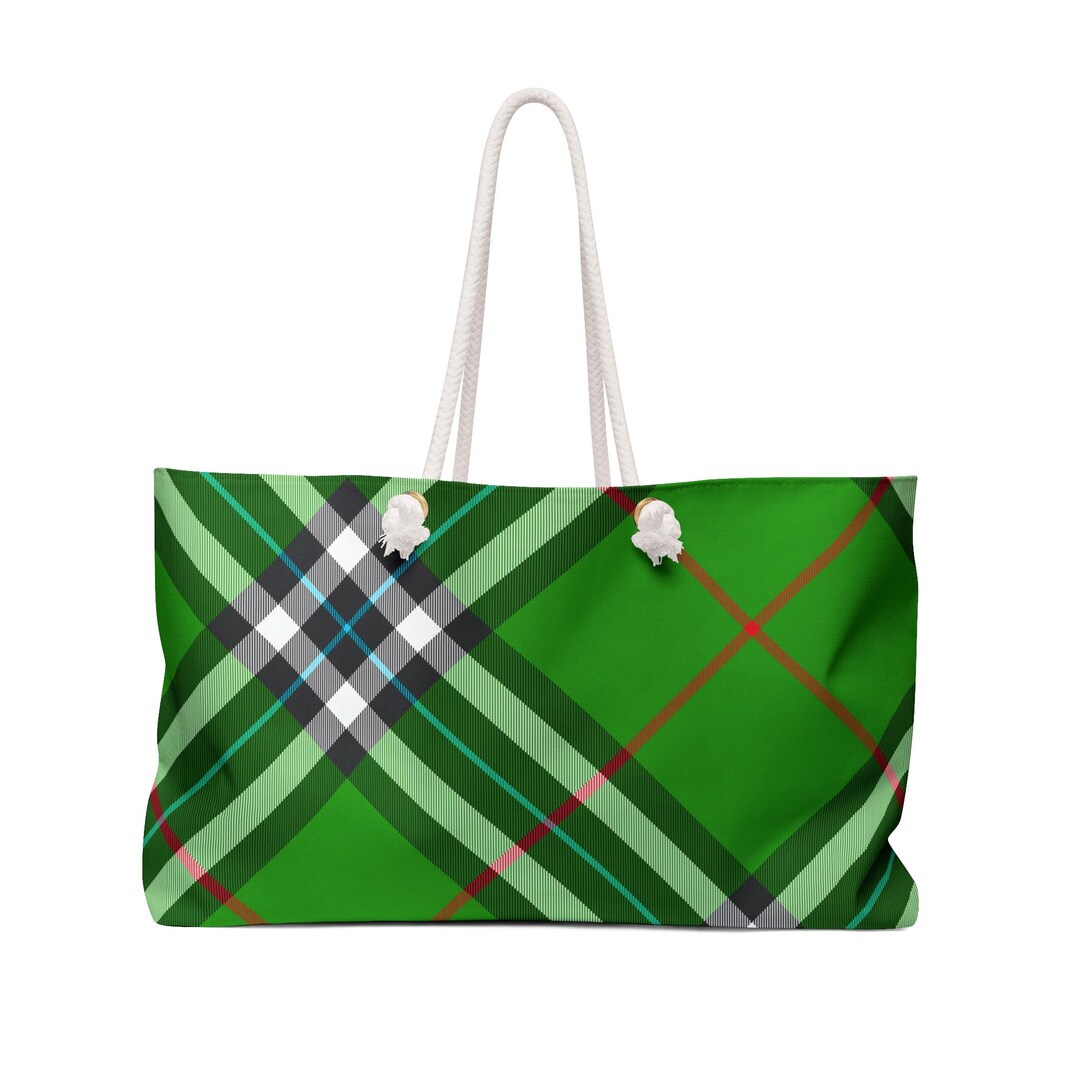 Plaid Green Weekender Bag: Stylish Travel Duffle, Overnight Carry-on - Etsy