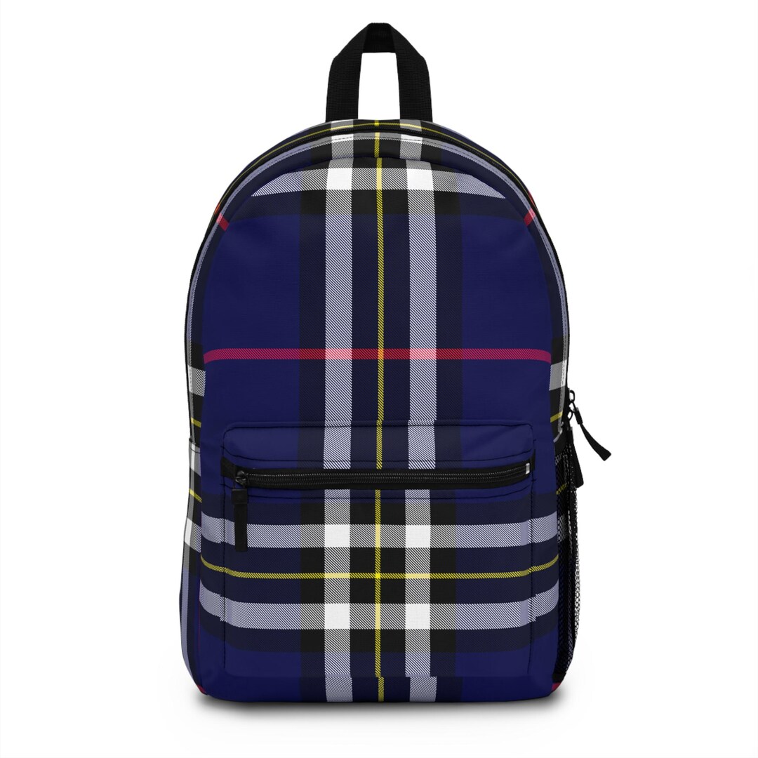 Plaid Royal Blue Backpack for Women & Men, Stylish School Bag With ...