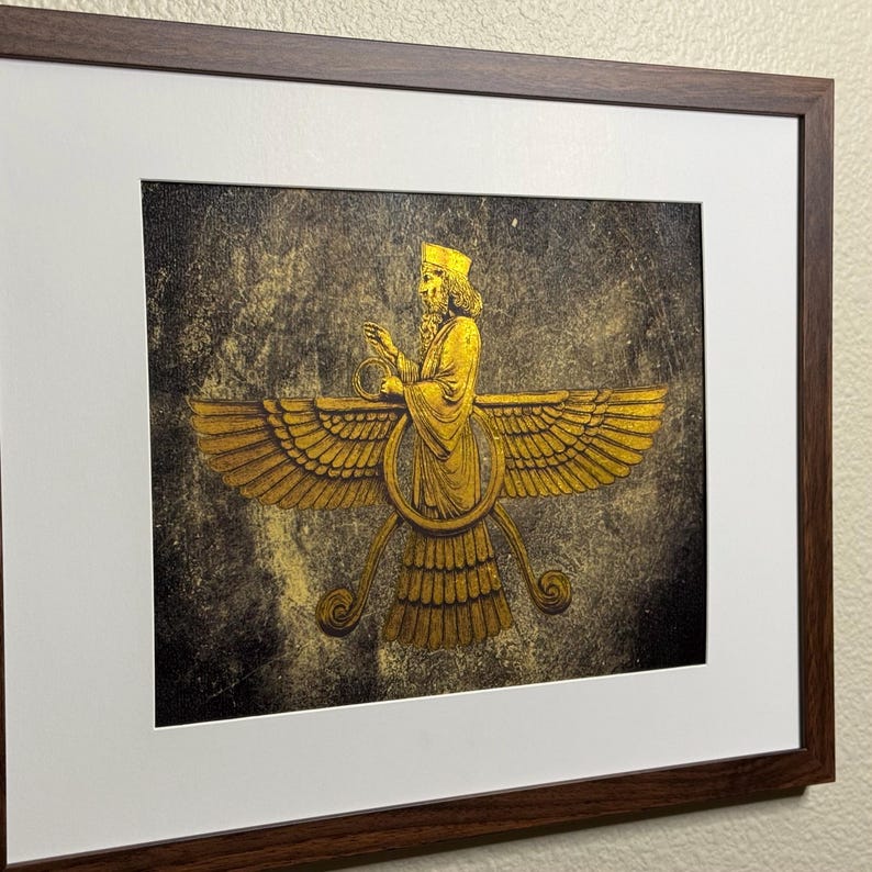 Handmade Gold Faravahar Print: Zoroastrian Persian Symbol Art - Etsy Canada