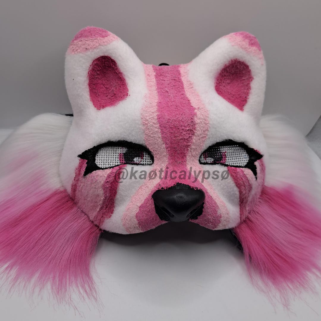 Pink Fluffy Cat Mask - Etsy