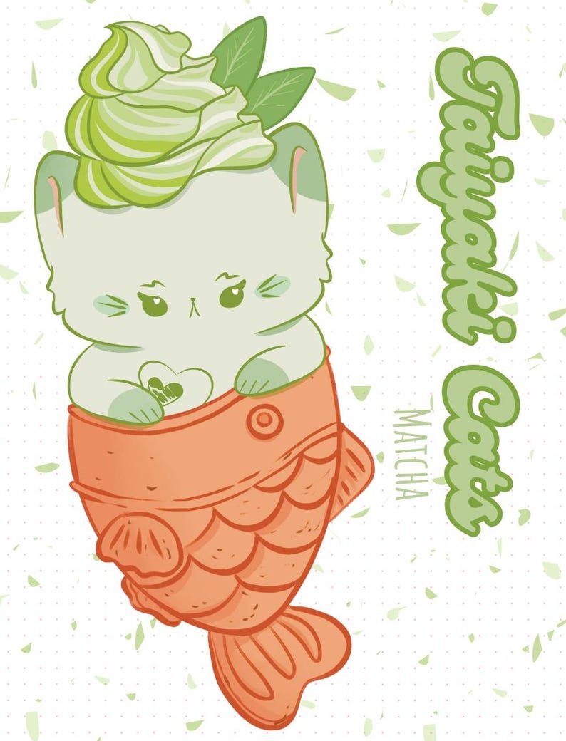 Taiyaki Cats: Matcha Ice Cream - Etsy