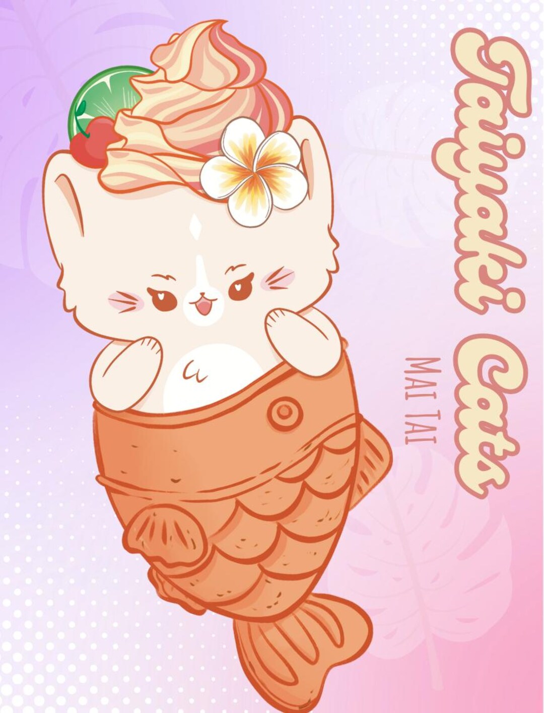 Taiyaki Cats: Kawaii Tropical Mai Tai Sticker - Etsy