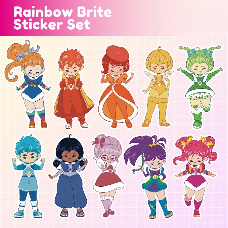 Rainbow Brite Sticker Set - Etsy