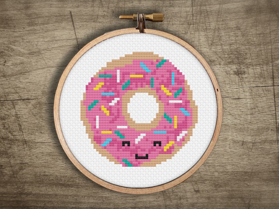 Donut Cross Stitch Pattern Kawaii Craft Pdf Instant Download Diy - Etsy