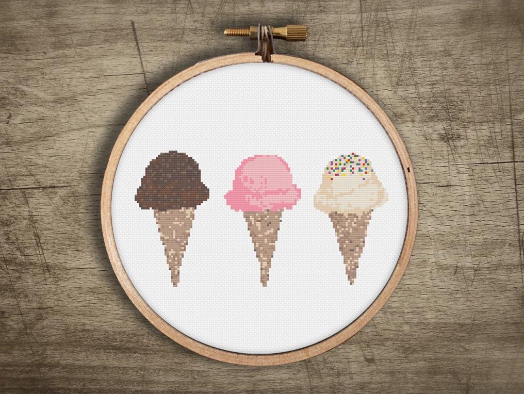 Ice Cream Gelato Cross Stitch Pattern : Retro Modern Geometric Dessert ...