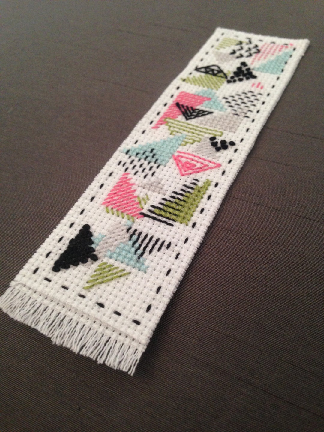 Retro Triangle Geometric Shapes Bookmark Cross Stitch Pattern : Pop Art ...