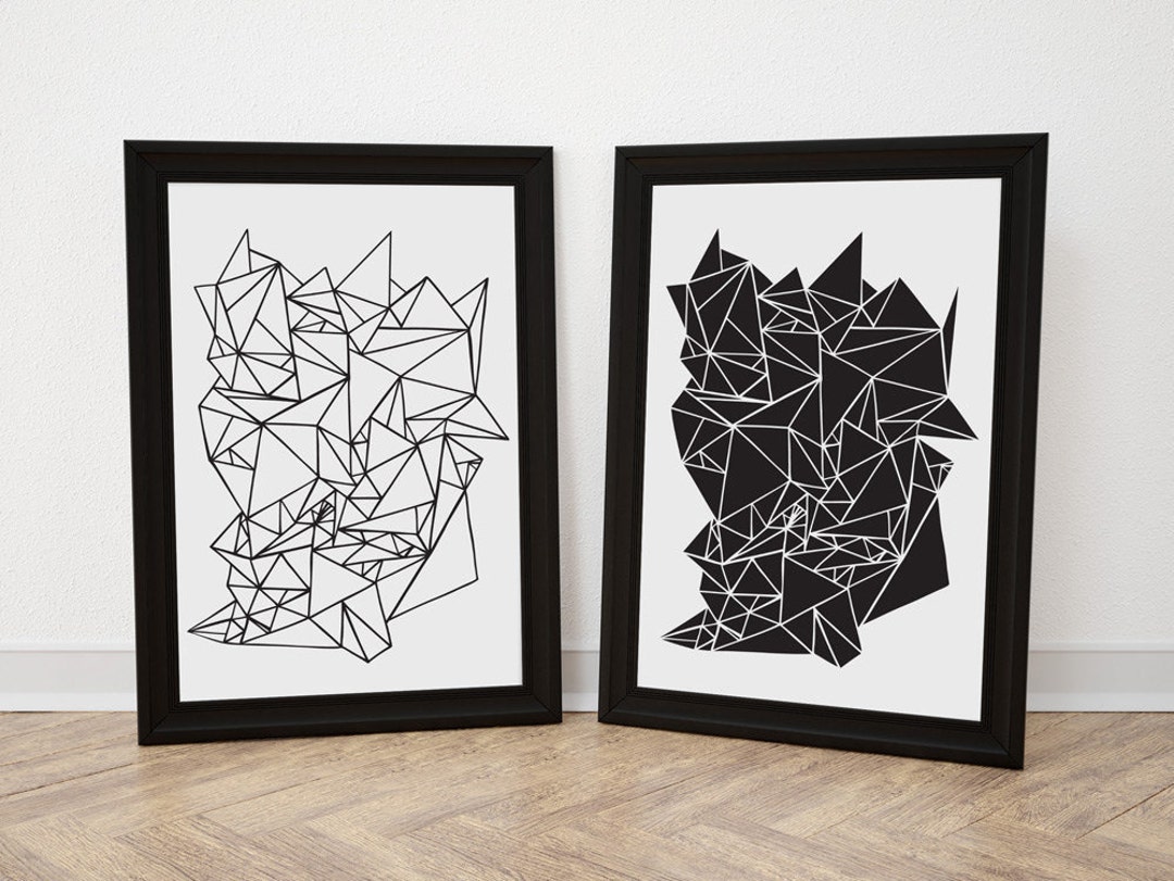 Modern Wall Art Geometric Geode Triangles Poster ++ Black + White Art ...
