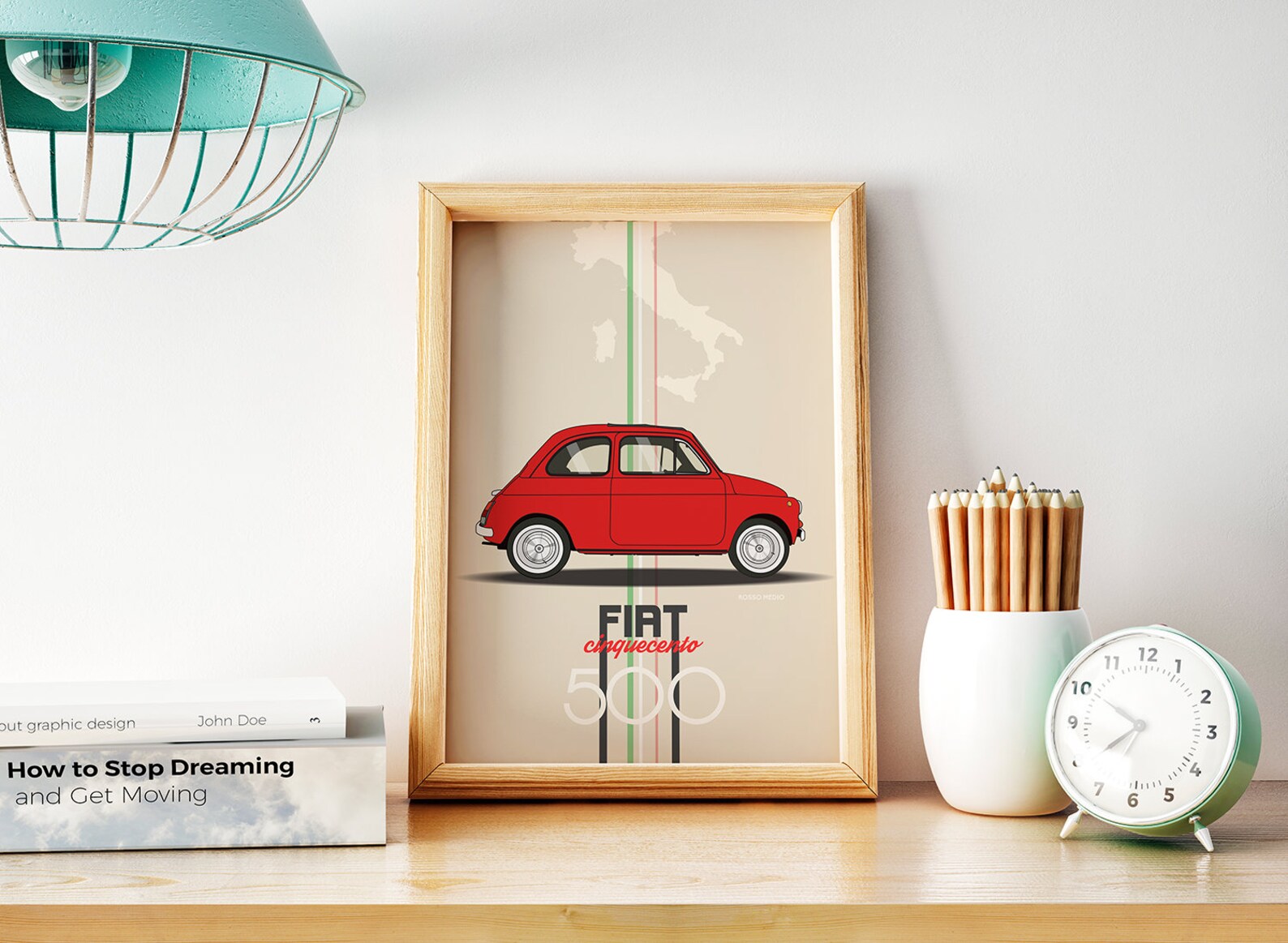 Fiat 500 Poster Print Fiat Cinquecento ROSSO Red Italian - Etsy