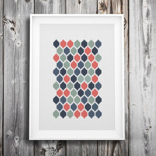 Modern Geometric Cross Stitch Pattern Retro Triangle Mosaic - Etsy