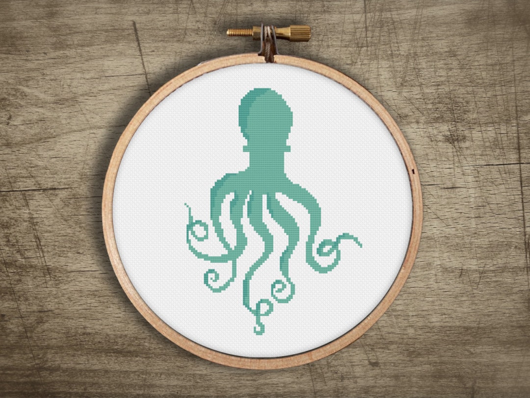 Octopus Cross Stitch Pattern : Ocean Sea Embroidery Project, PDF ...