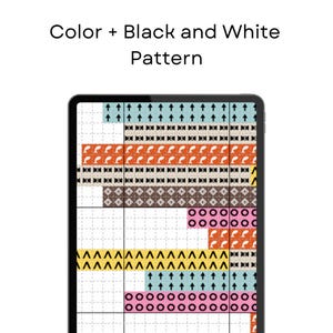 Retro Stacks Modern Art Cross Stitch Pattern : Unique Vibrant Rainbow ...