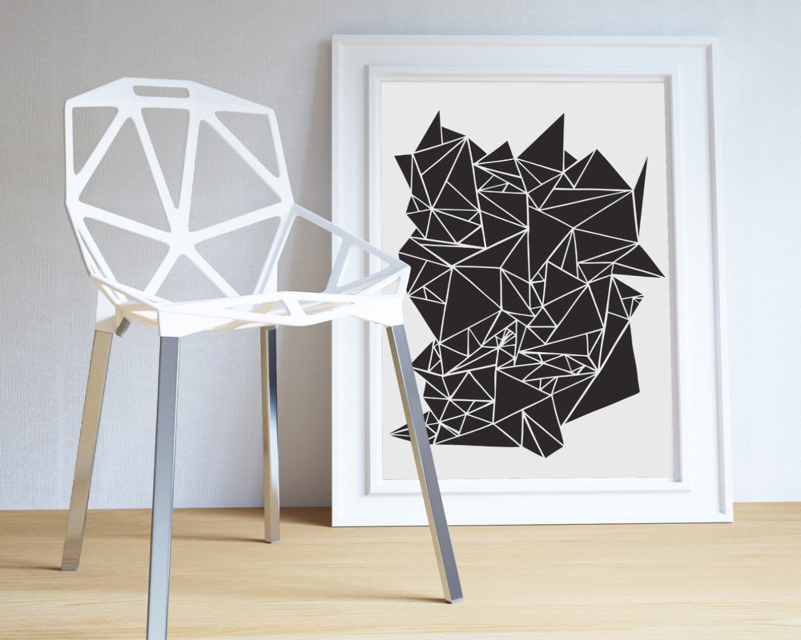Modern Wall Art Geometric Geode Triangles Poster Black - Etsy
