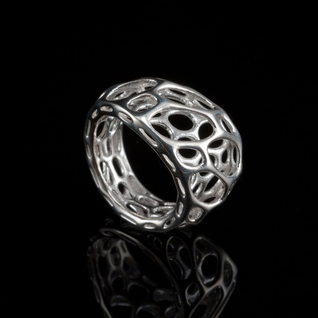 Silver 2-layer Twist Ring - Organic Cellular Jewelry in Sterling Silver ...