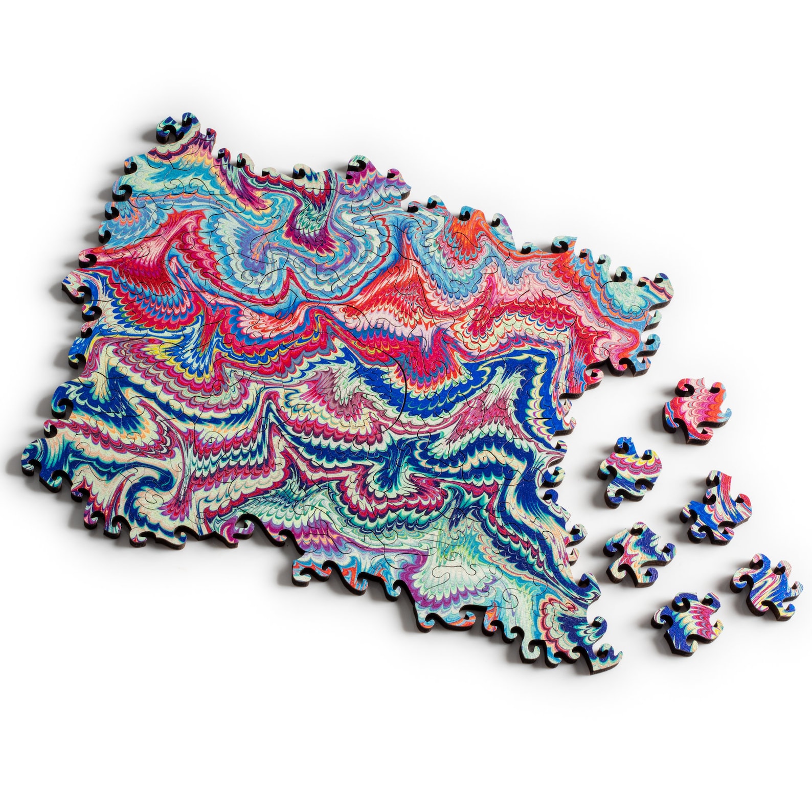 Small Marbling Infinity Puzzle - Colorful Wood Jigsaw Puzzle, Laser Cut ...