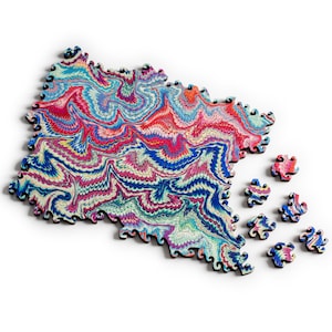 Small Marbling Infinity Puzzle - Colorful Wood Jigsaw Puzzle, Laser Cut ...