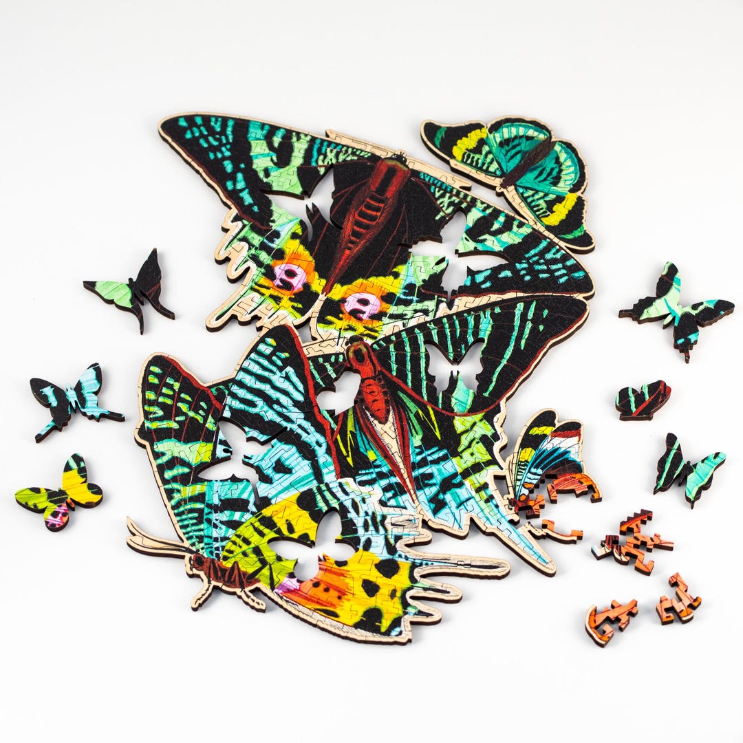 Séguy's Papillons: Sunset Moth Puzzle - Wooden Jigsaw Puzzle by Nervous ...
