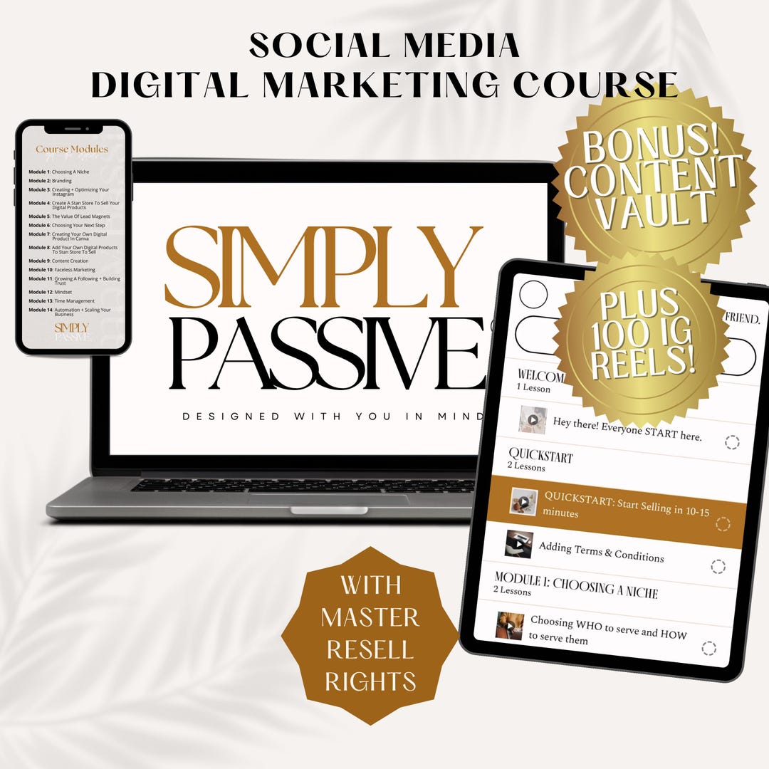 Simply Passive Digital Marketing Course MRR 100 Faceless Reels BONUS ...