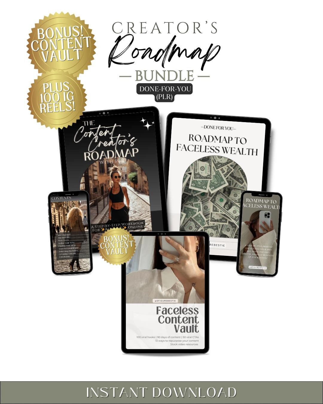 Content Creator’s Roadmap to Faceless Wealth BUNDLE + 100 Bonus Instagram Reels | PLR Resell ...
