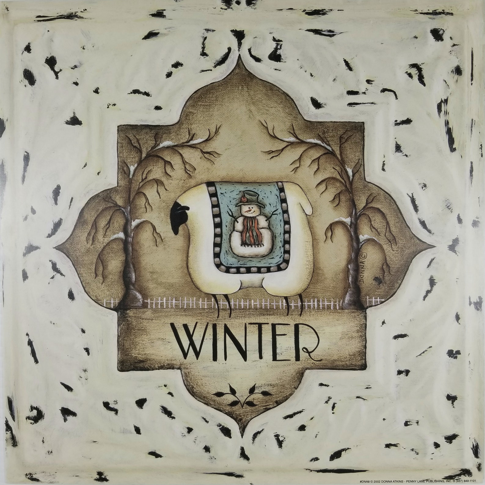 4 Seasonal Prim Folk Art Sheep Prints. Set of Four Square Seasons Sheep ...