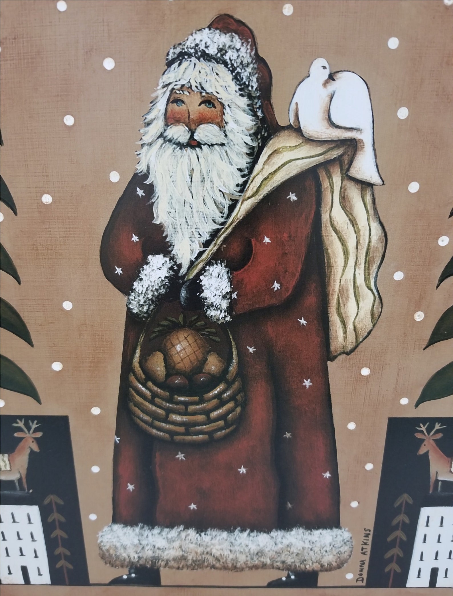BELIEVE Folk Art Print. Primitive Old World Santa Christmas - Etsy